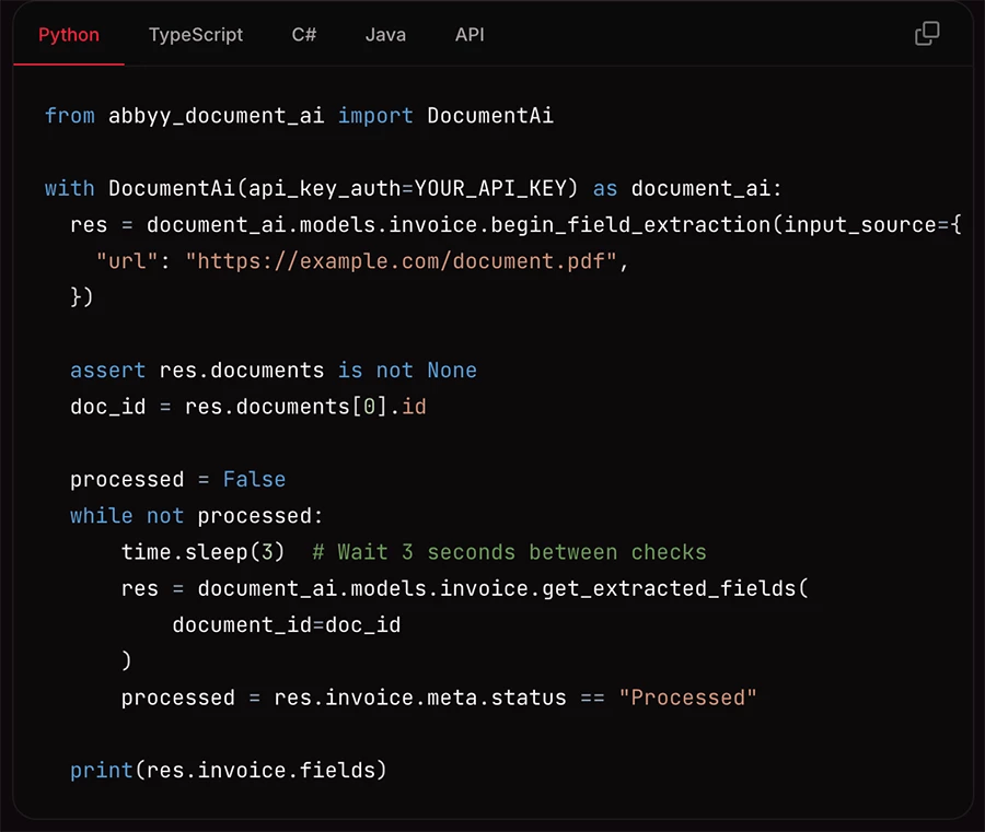 ABBYY OCR & 文書処理API