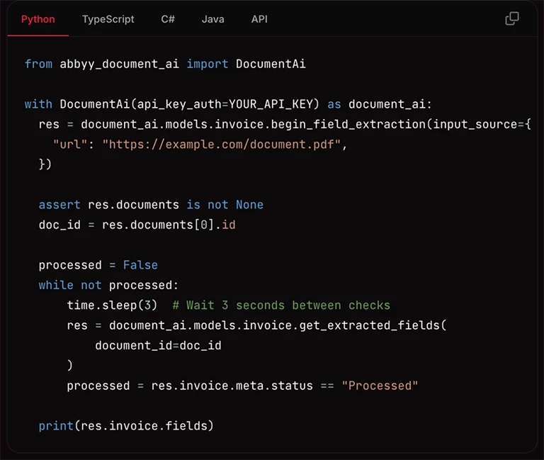 ABBYY OCR & Document Processing API
