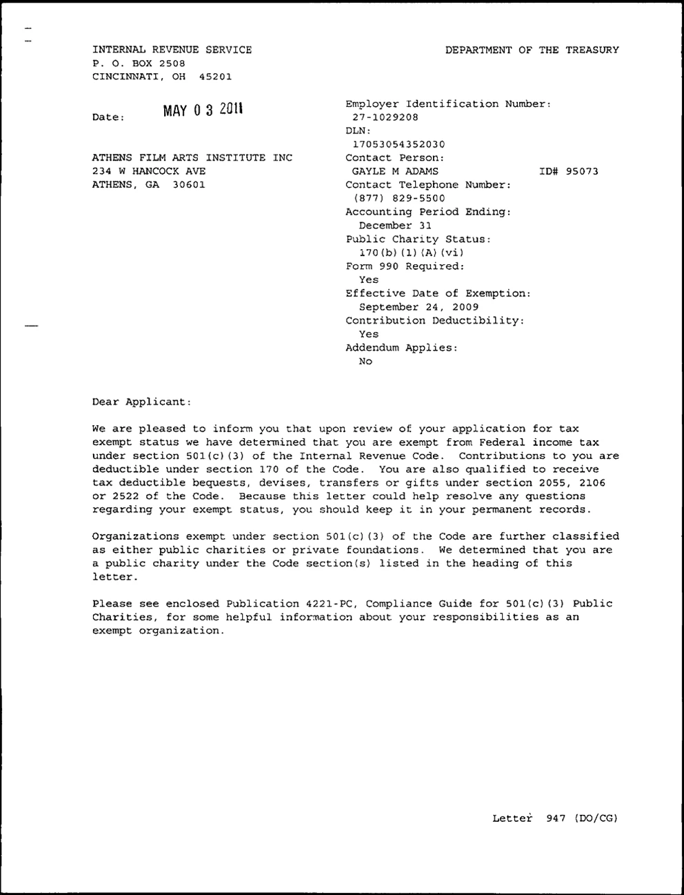 IRS Determination Letter