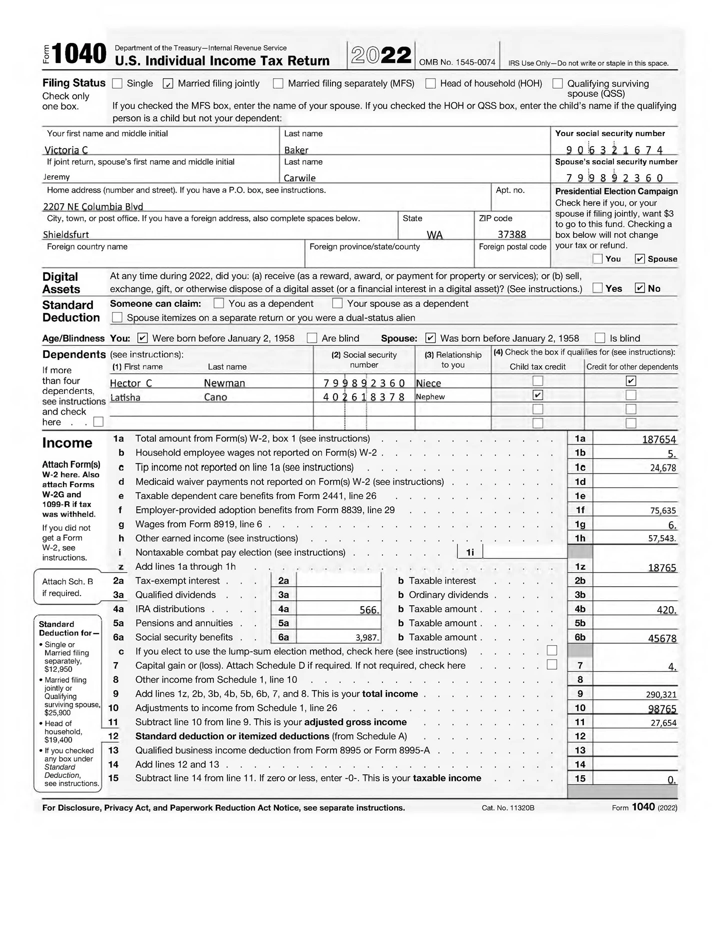 IRS Form 1040 Automated Document Processing | Vantage Document AI