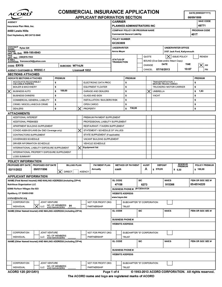 Acord 125 Forms Processing Automation Skill | ABBYY Vantage