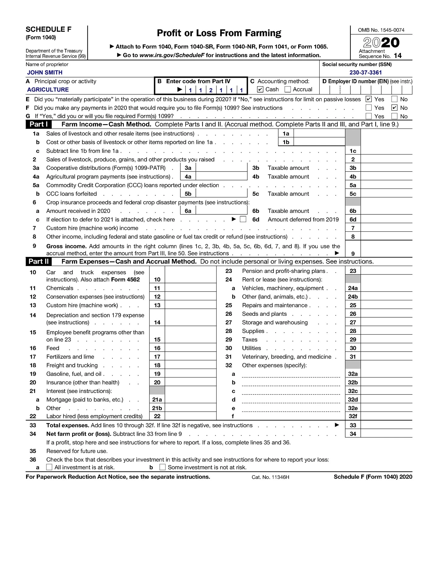 IRS Form 1040 Schedule-F Automated Document Processing | Vantage ...