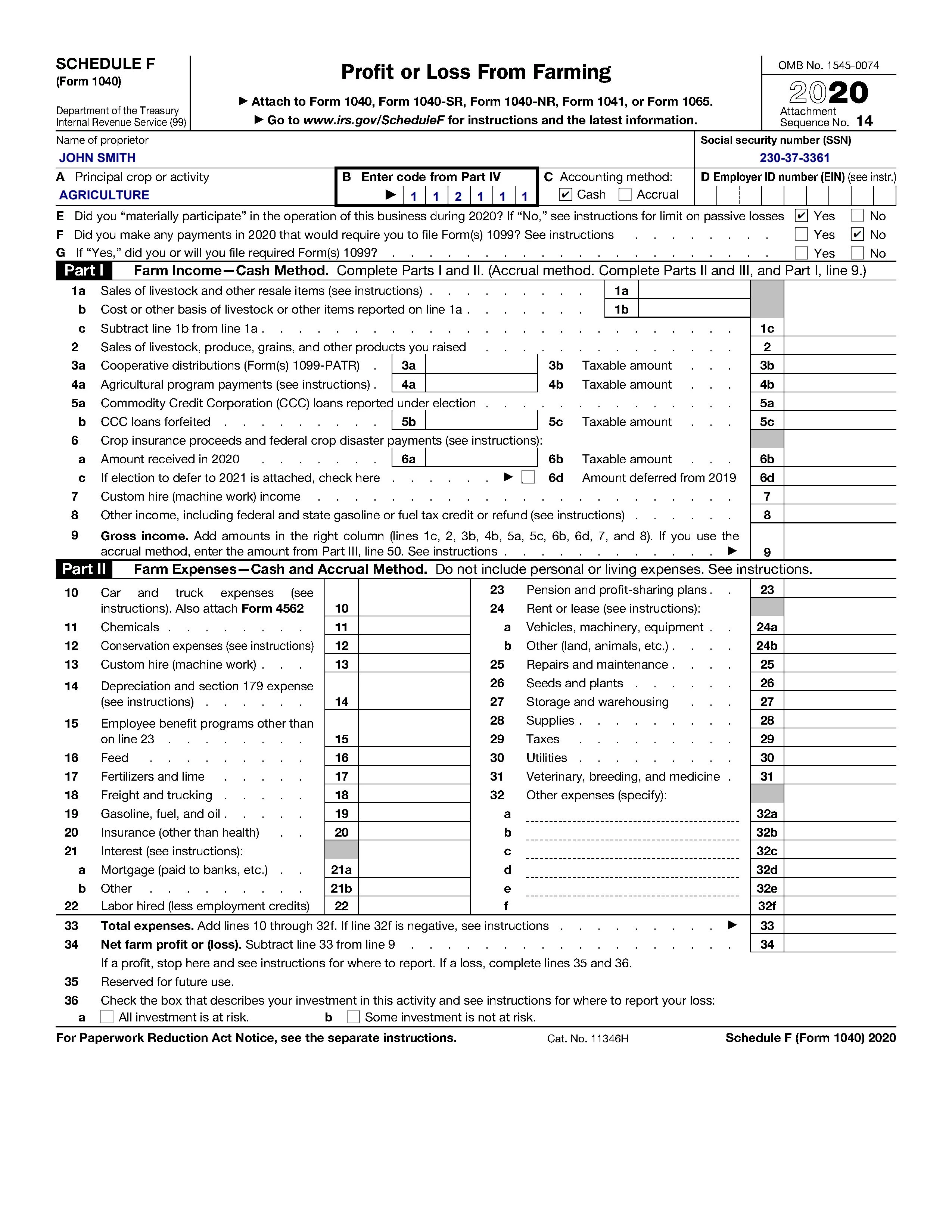 IRS Form 1040 Schedule-F Automated Document Processing | Vantage ...