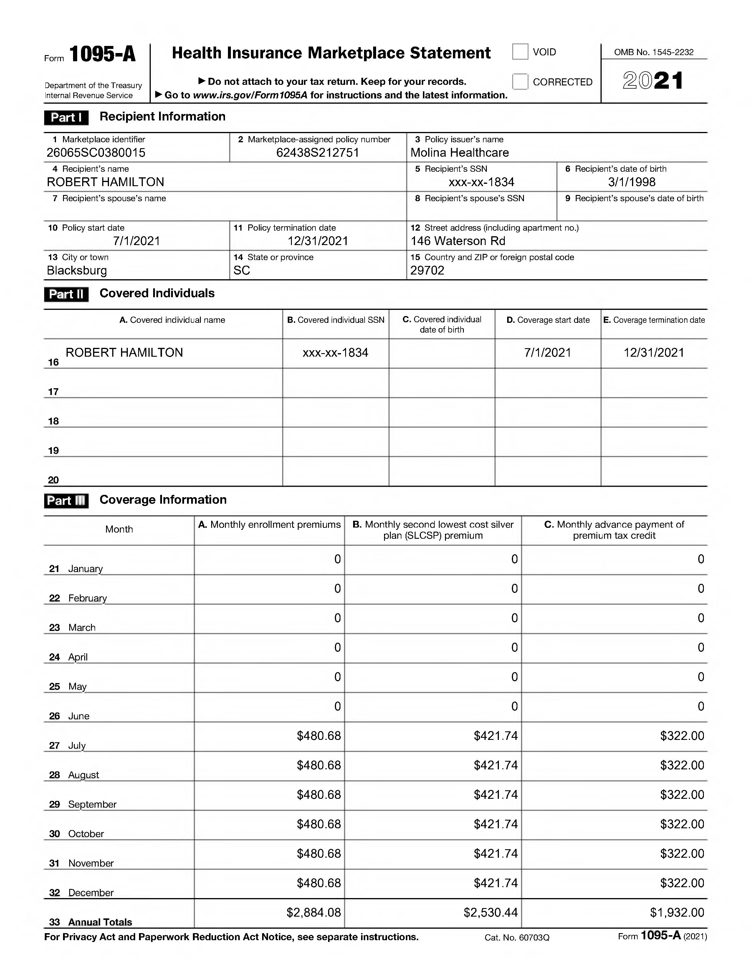 IRS Form 1095 Automated Document Processing | Vantage Document AI