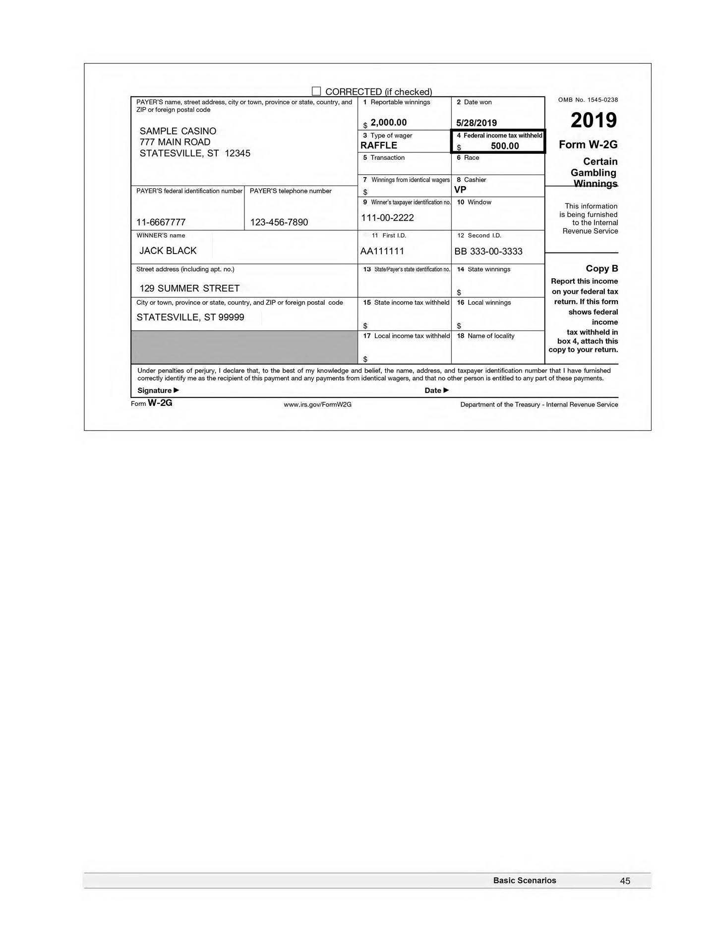 IRS Form w2g Automated Document Processing | Vantage Document AI