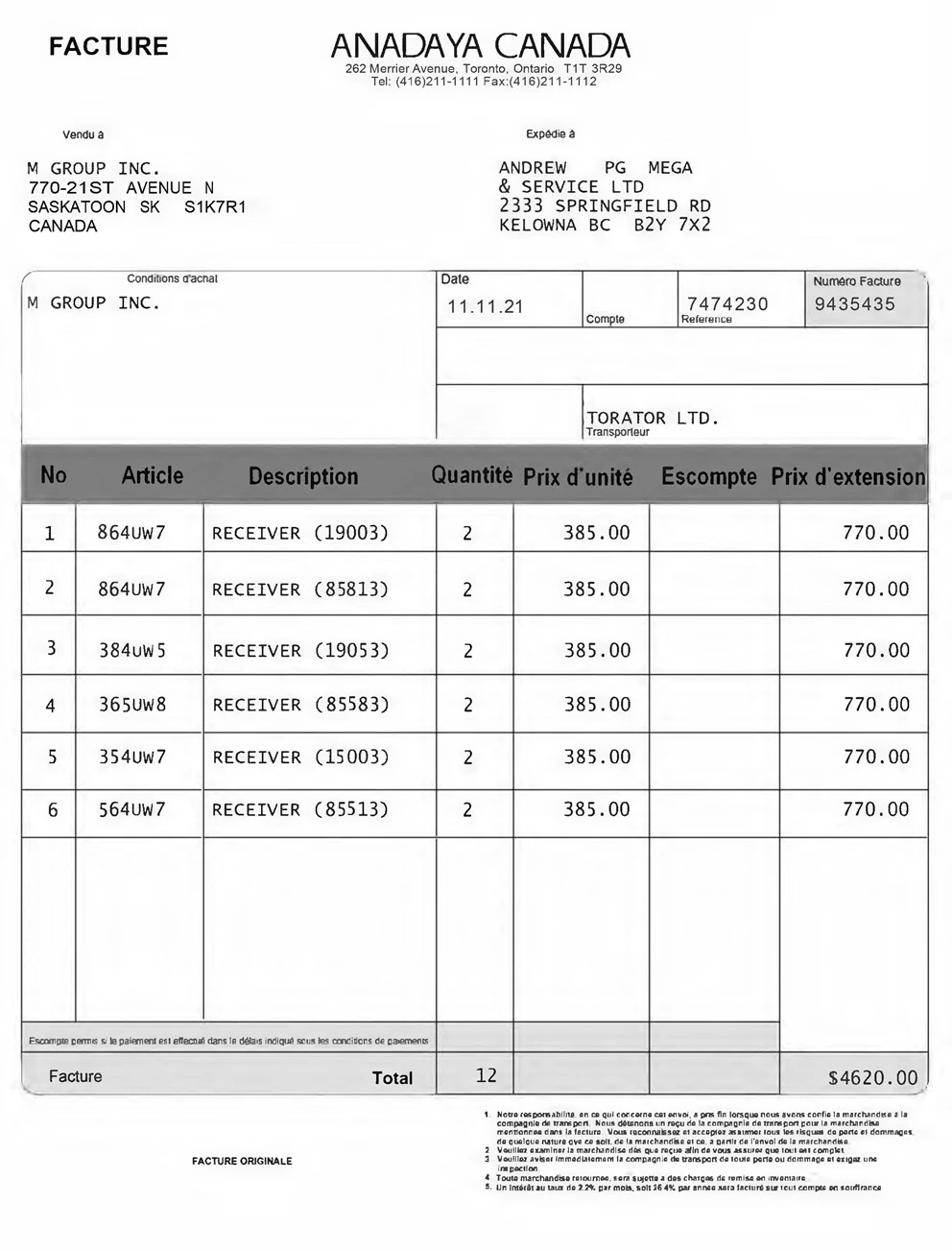 Canadian invoice OCR and data extraction – Vantage Document AI
